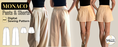 MONACO Pants Sewing Pattern – Wide-Leg High-Waist Trousers, Easy PDF ...