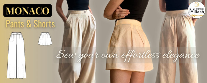 MONACO Pants Sewing Pattern – Wide-Leg High-Waist Trousers, Easy PDF ...